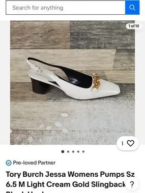 Tory Burch | Shoes | Tory Burch Cream Patent Slingback Mules With Gold ...